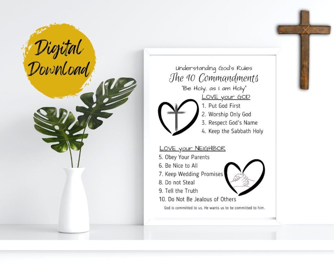 Ten Commandments Art: Christian Homeschool Decor (digital Download) - Etsy
