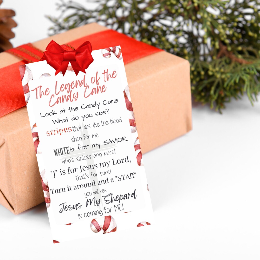Candy Cane Poem Gift Tag: Christian Christmas Printable, the Legend of ...