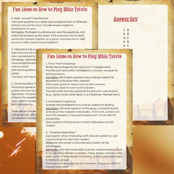 Christmas Bible Trivia Youth Group Games Sunday School Bible Trivia for ...