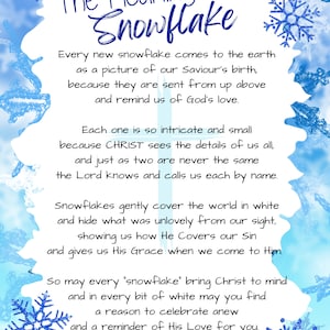 The Meaning of the Snowflake, Religious Gift, Printable Holiday Card ...
