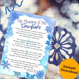 The Meaning of the Snowflake, Religious Gift, Printable Holiday Card ...