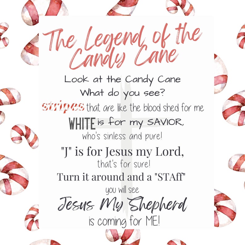 Legend of the Candy Cane Gift Tag Christian Christmas Gift, Sunday ...