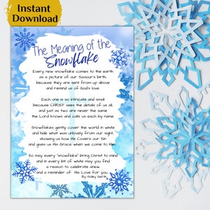 The Meaning of the Snowflake, Religious Gift, Printable Holiday Card ...