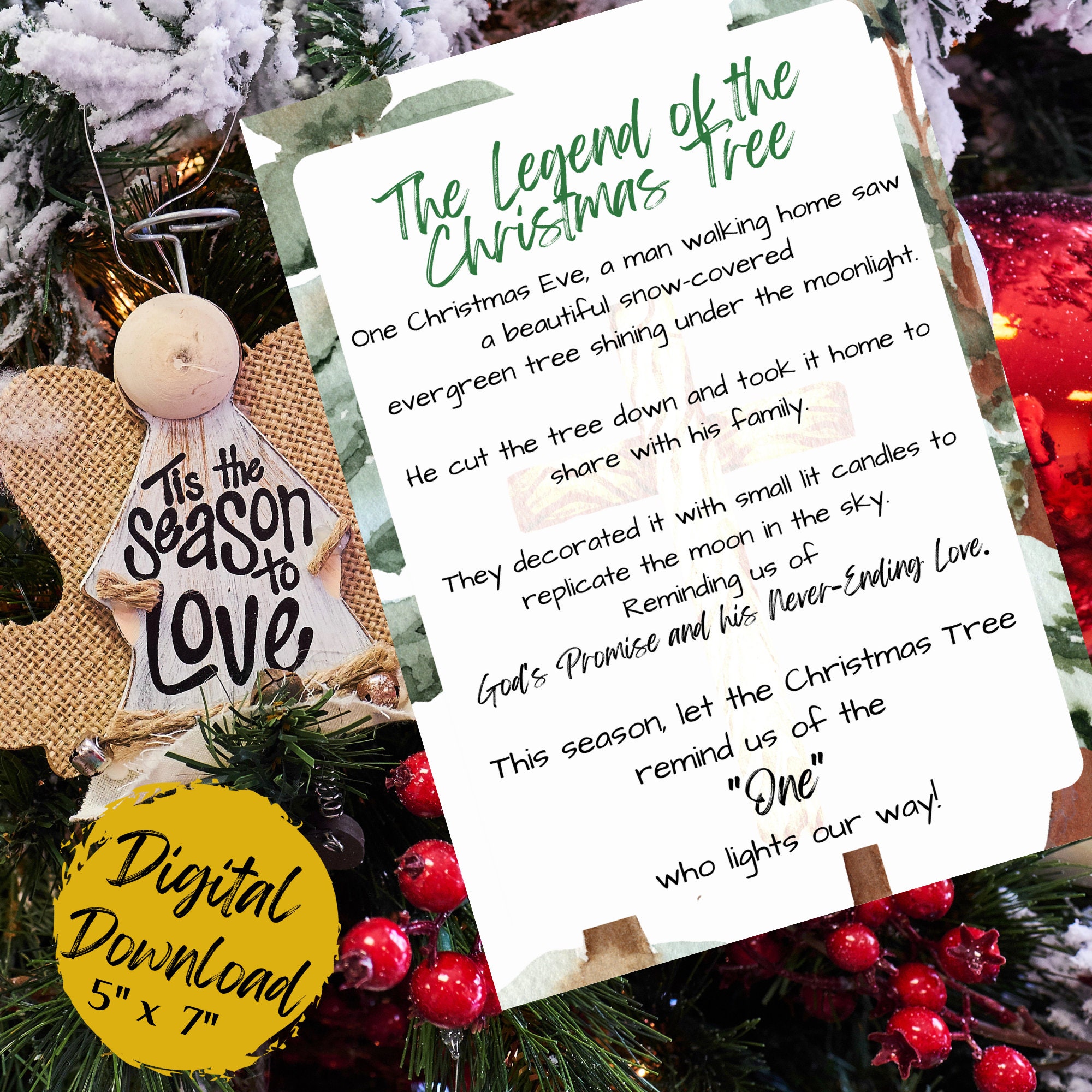 Legend of the Christmas Tree Gift Card: Religious Poem Digital Download ...