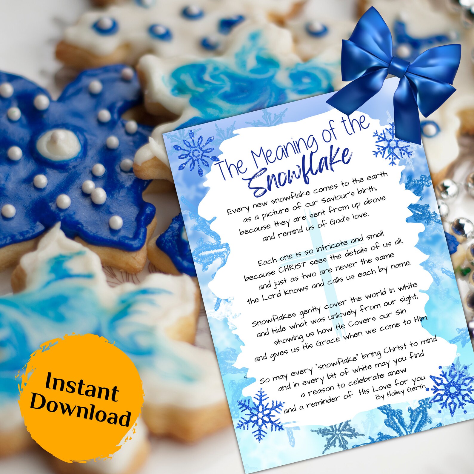 The Meaning of the Snowflake, Religious Gift, Printable Holiday Card ...