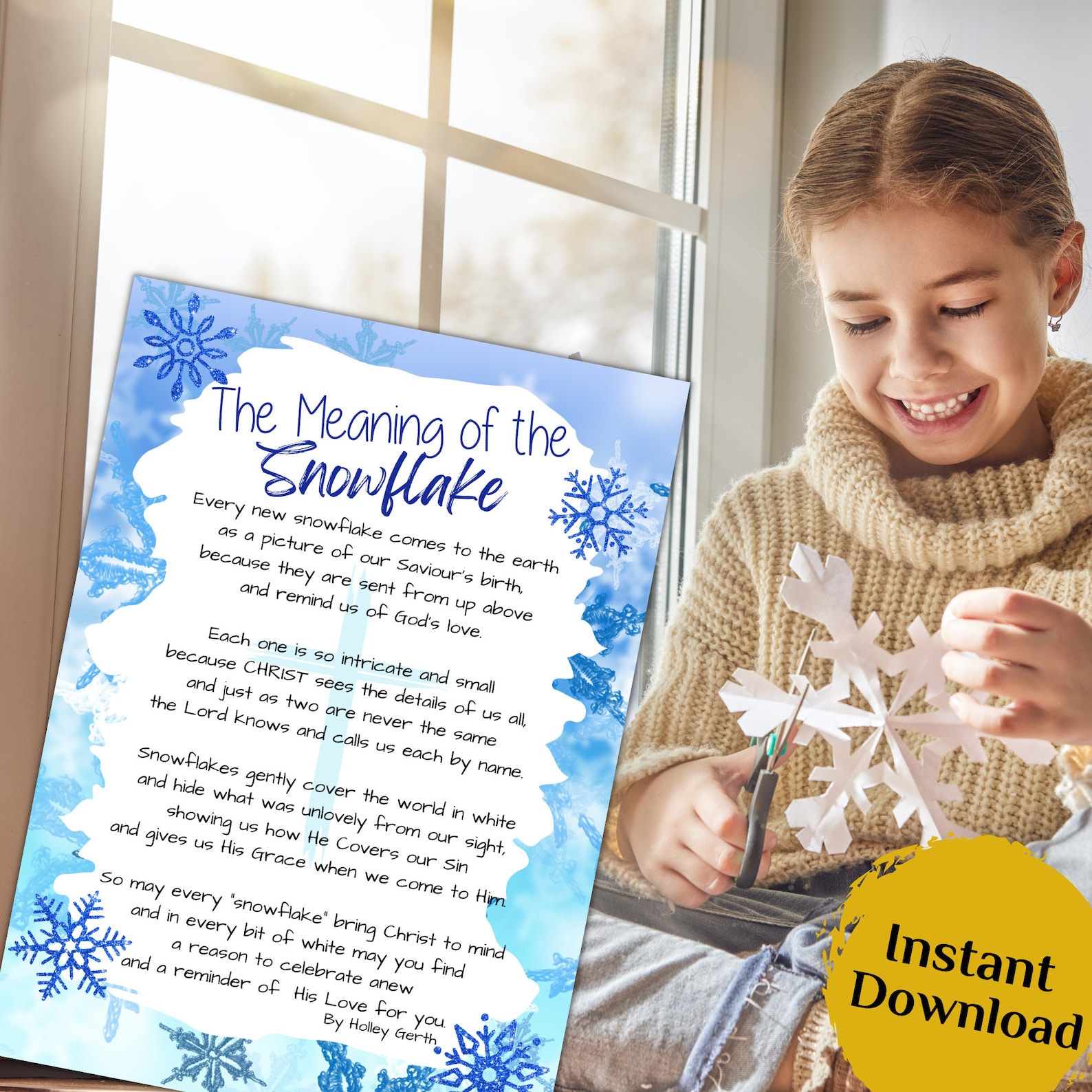 The Meaning of the Snowflake, Religious Gift, Printable Holiday Card ...