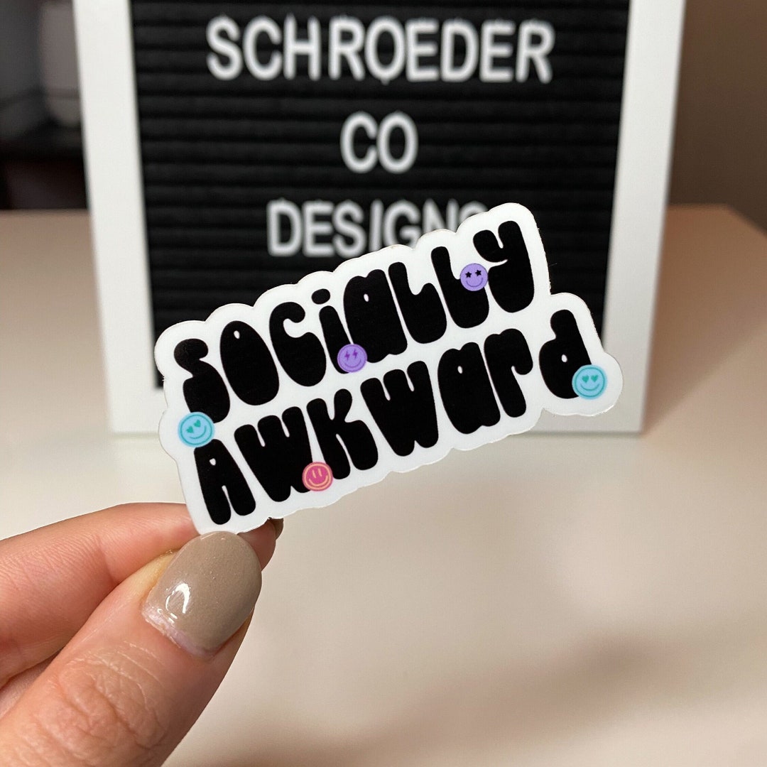 Socially Awkward Sticker, Awkward Sticker, Funny Sticker, Smiley Face ...