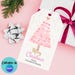 Printable Pink Christmas Gift Tag, Editable Canva Template (digital ...