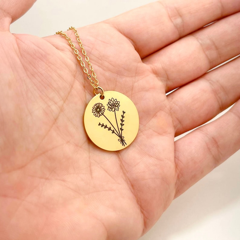 Combined Birthflower Necklace Personalized Gift for Her Gift - Etsy