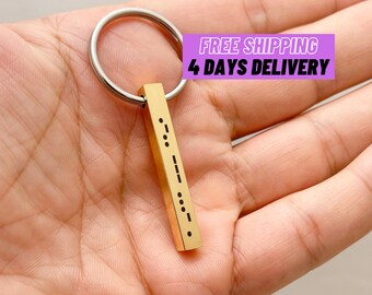 Morse Code Bar Keychain - Etsy