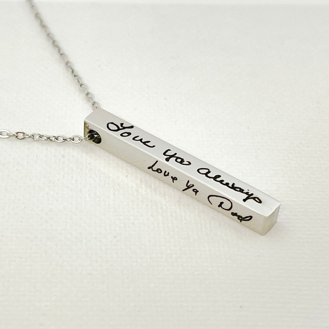 Handwriting Bar Necklace, Actual Handwritten Necklace, Personalized ...