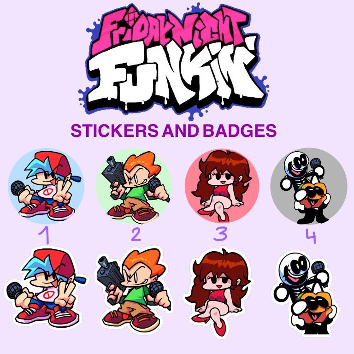 Friday Night Funkin stickers and badges fnf buttons badges | Etsy