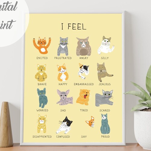 Feelings and Emotions Chart I Feel Animals Poster Learning - Etsy