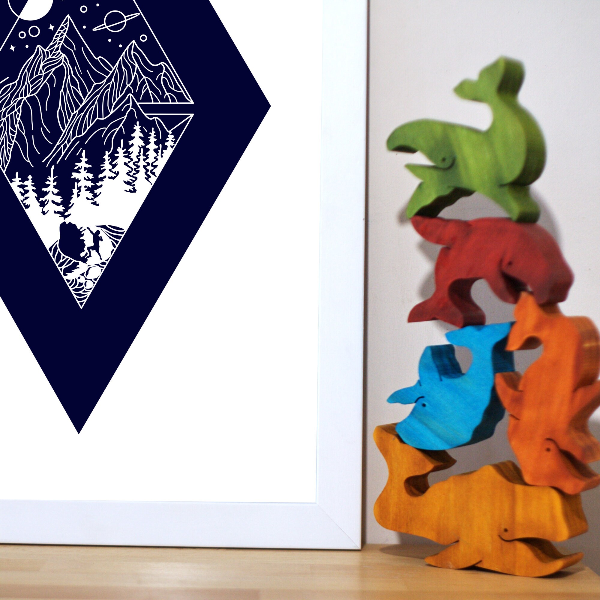 Geometric Mountains Print Abstract Landscape Wall Art Modern - Etsy