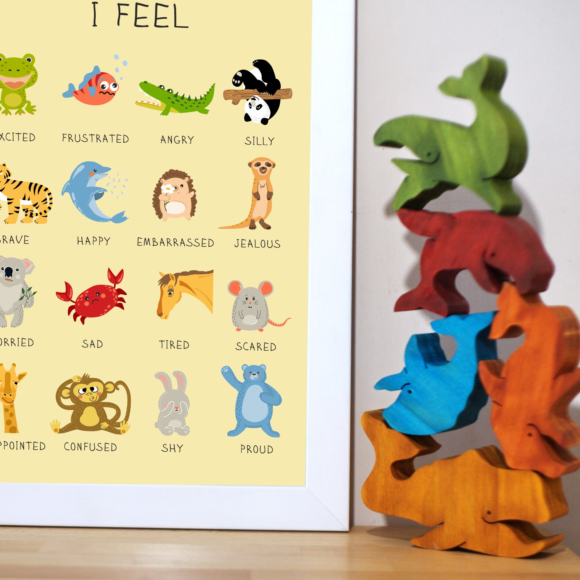 Feelings and Emotions Chart, I Feel Animals Poster, Learning Feelings ...