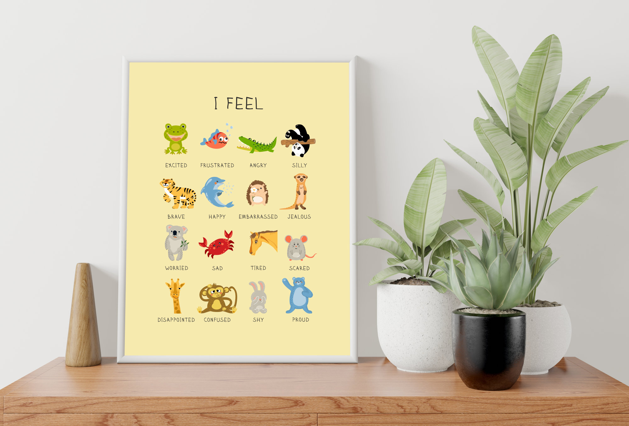 Feelings and Emotions Chart, I Feel Animals Poster, Learning Feelings ...