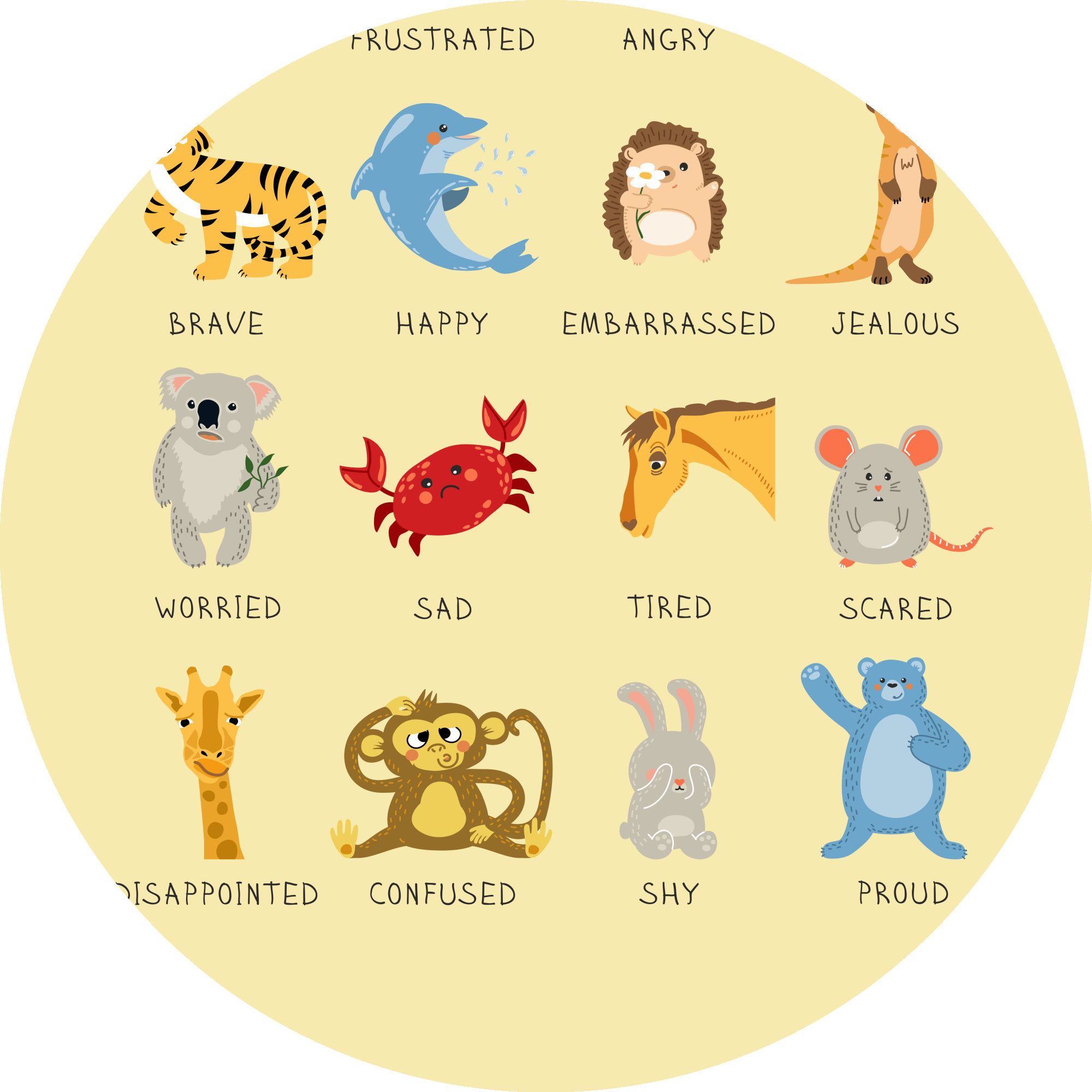 Feelings and Emotions Chart, I Feel Animals Poster, Learning Feelings ...