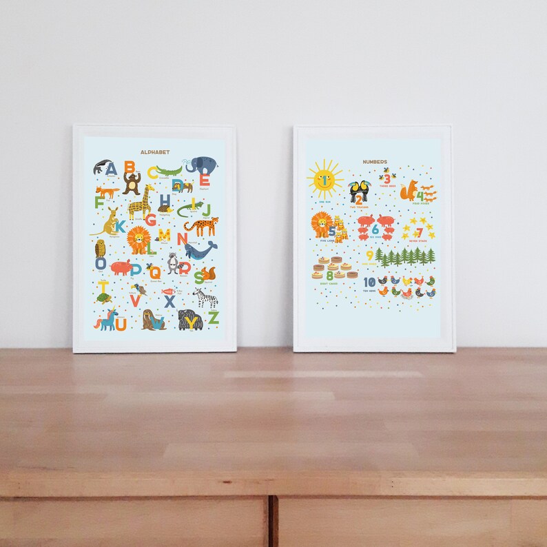 English ABC Poster Animal Alphabet Printable Chart Kid Wall | Etsy