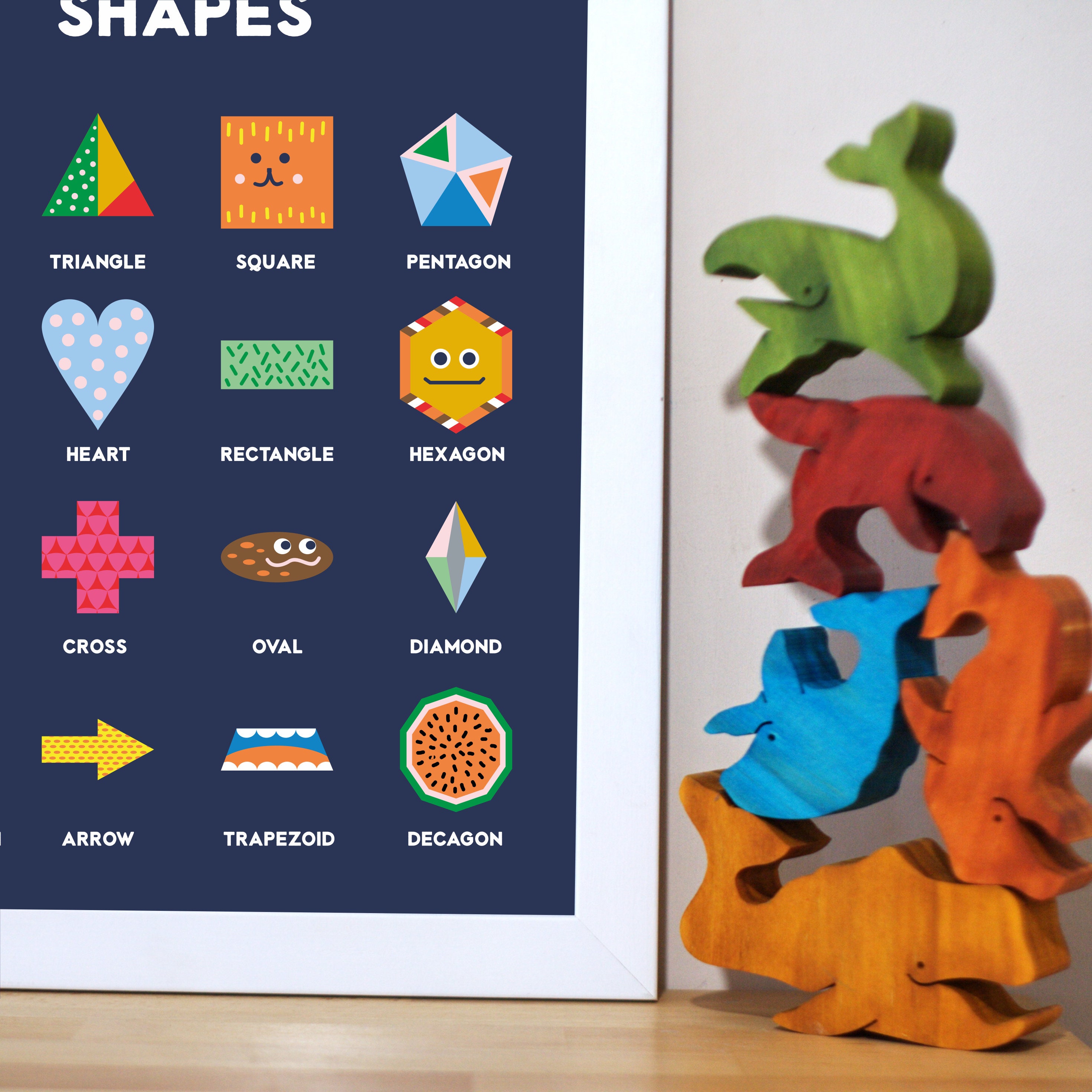 Geometric Shapes Printable Poster, Educational Montessori Wall Art for ...