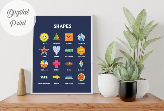 Geometric Shapes Printable Poster Educational Montessori Wall | Etsy