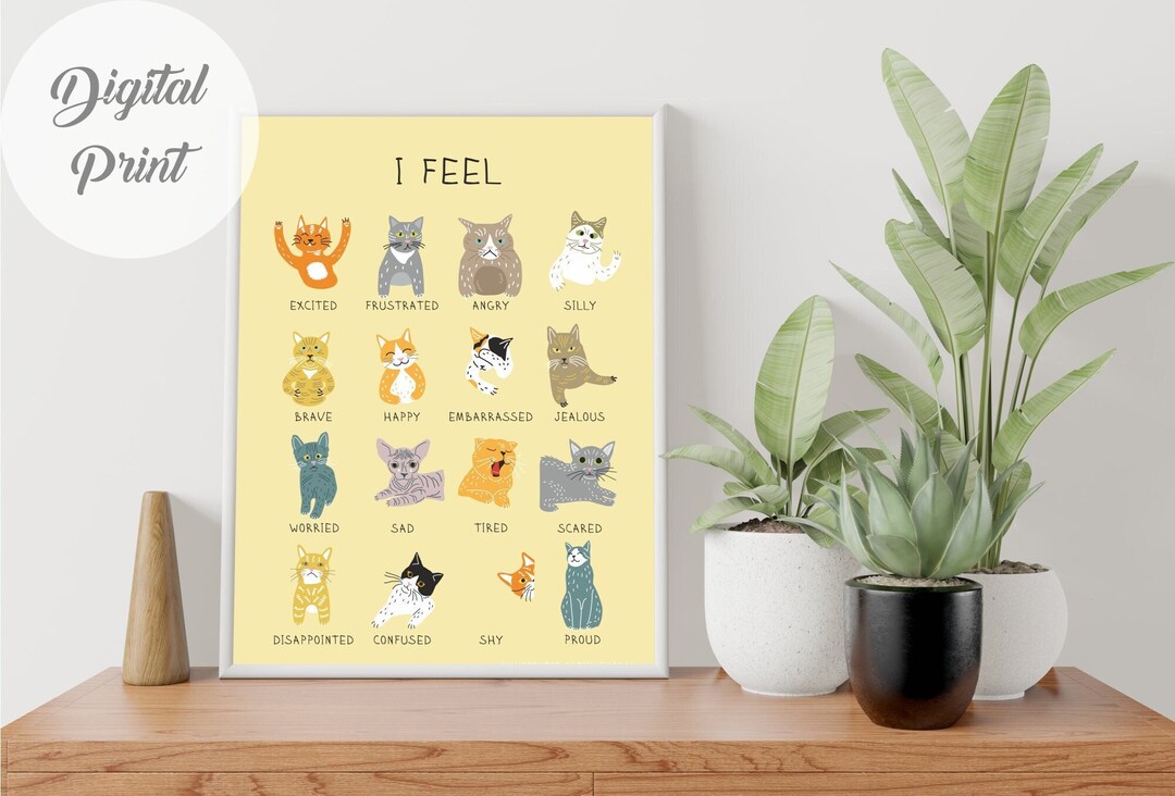 I Feel Cats Poster, Feelings and Emotions Chart, Feelings List, Mental ...