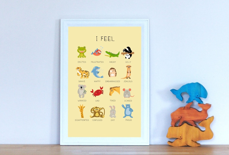 Feelings and Emotions Chart, I Feel Animals Poster, Learning Feelings ...