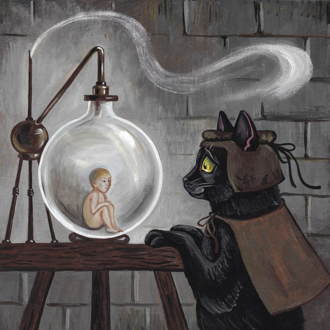 10x10 Print of Painting Ryta Homunculus Black Cat Alchemist Halloween ...
