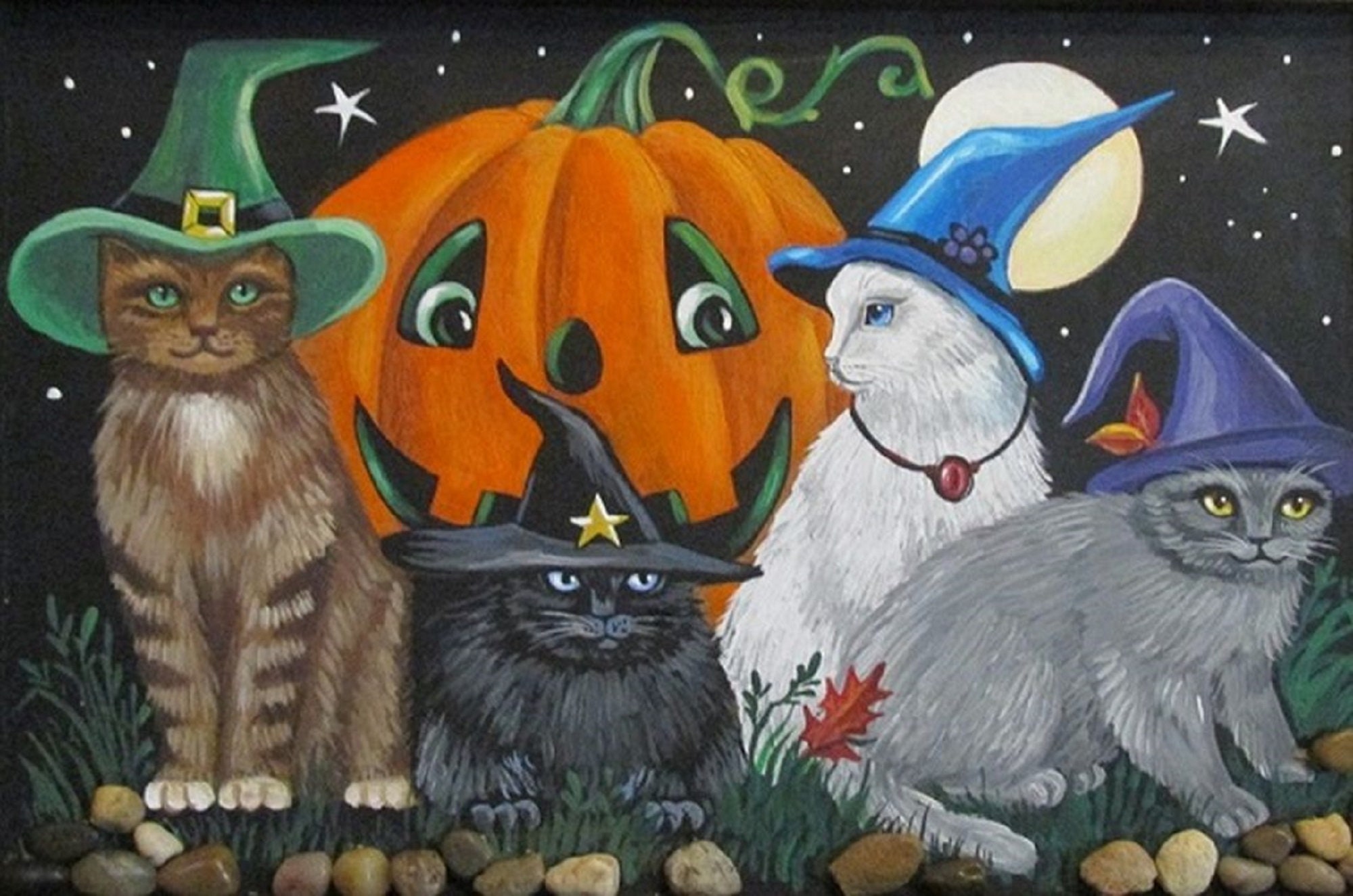 4x6 Catwitches RYTA Halloween Black Cat Witch Bats Full Moon - Etsy