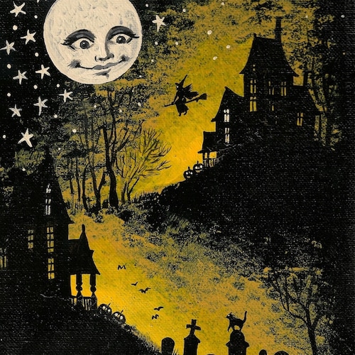 Witch's Story 8x10 Halloween Witch Black Cat Ryta Print of - Etsy