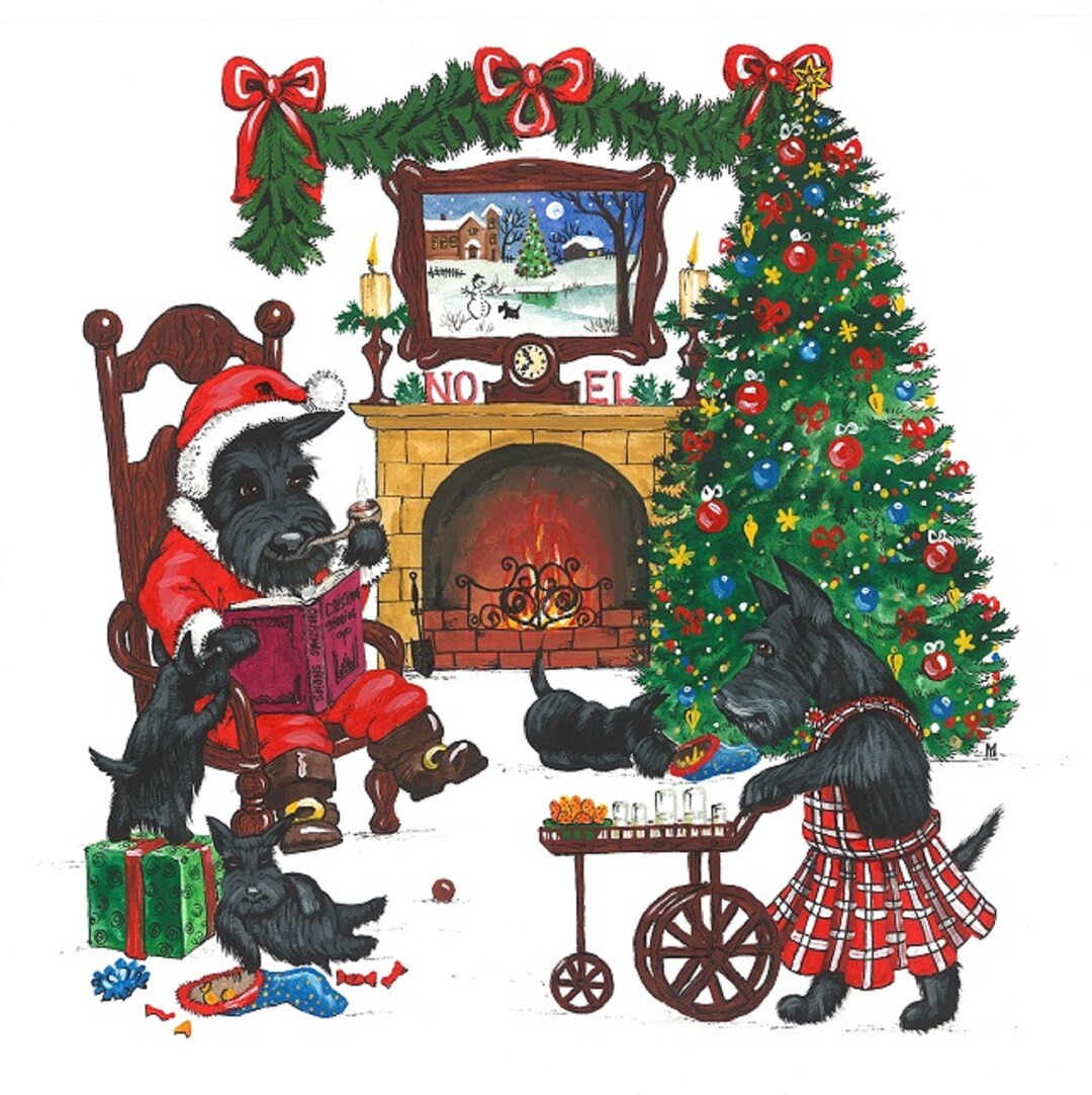 4x4 Christmas Macduff RYTA Scottie Scottish Terrier Dog Pet Winter ...