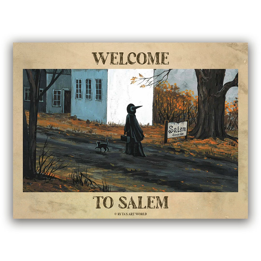 Poster SALEM Witch Black Cat Ryta Halloween Trial Landscape Injustice ...