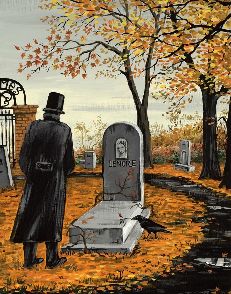 11x14 Lenore RYTA Raven Halloween Egdar Allan Poe Illustration | Etsy