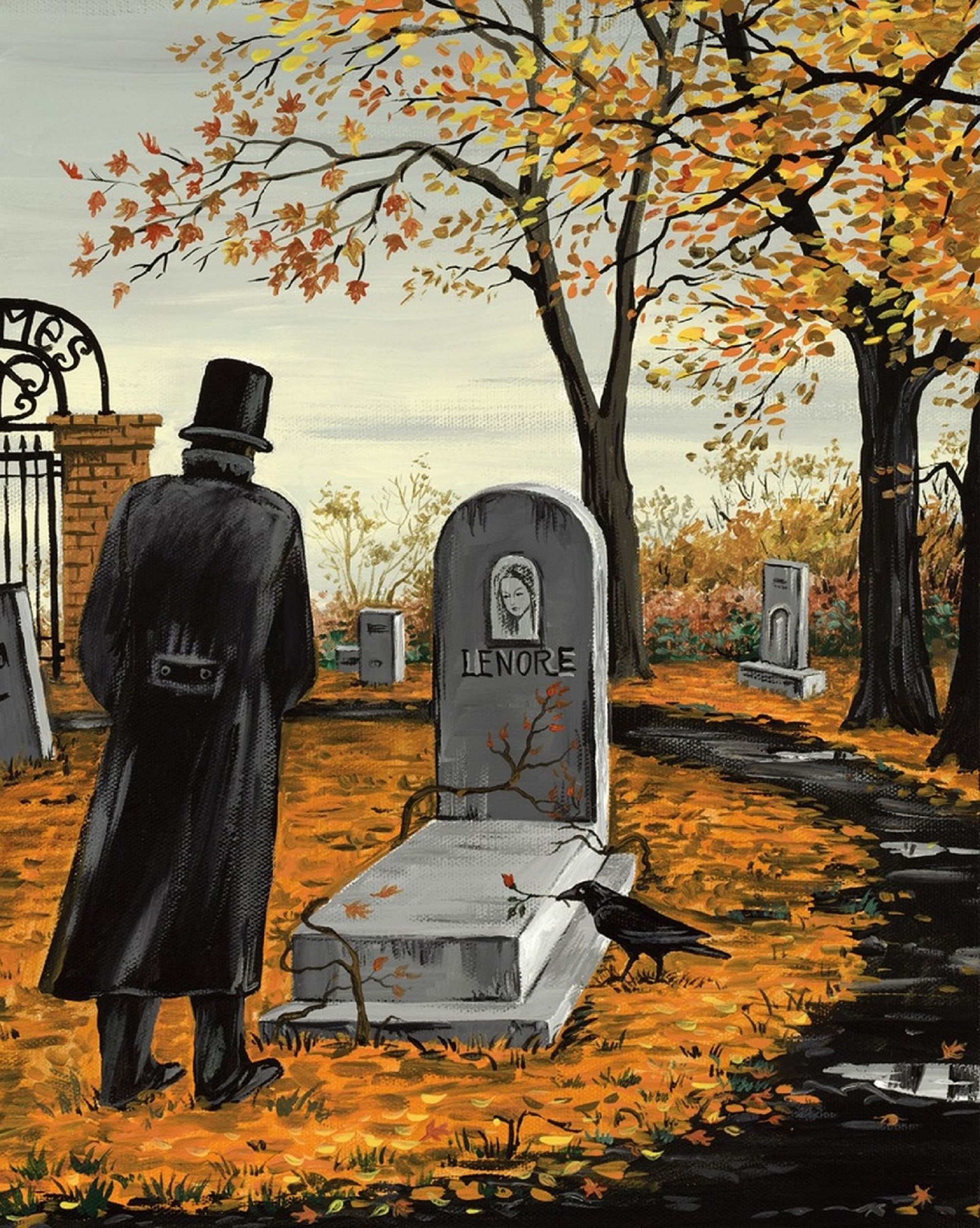 8x10 Lenore RYTA Raven Halloween Egdar Allan Poe Illustration Art ...