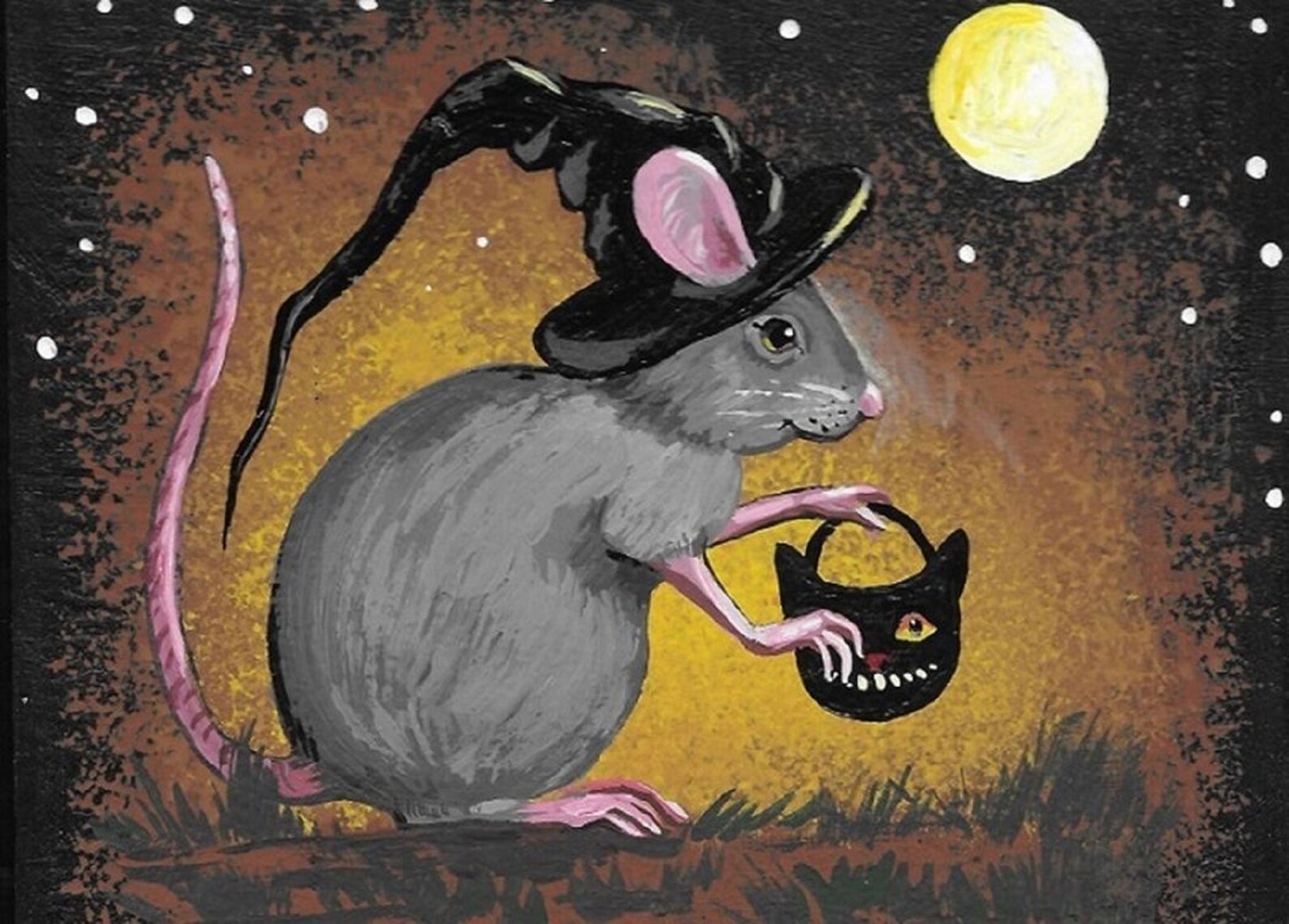 ACEO Mousewitch RYTA Halloween Mouse Witch Magic Funny Humor Cute ...