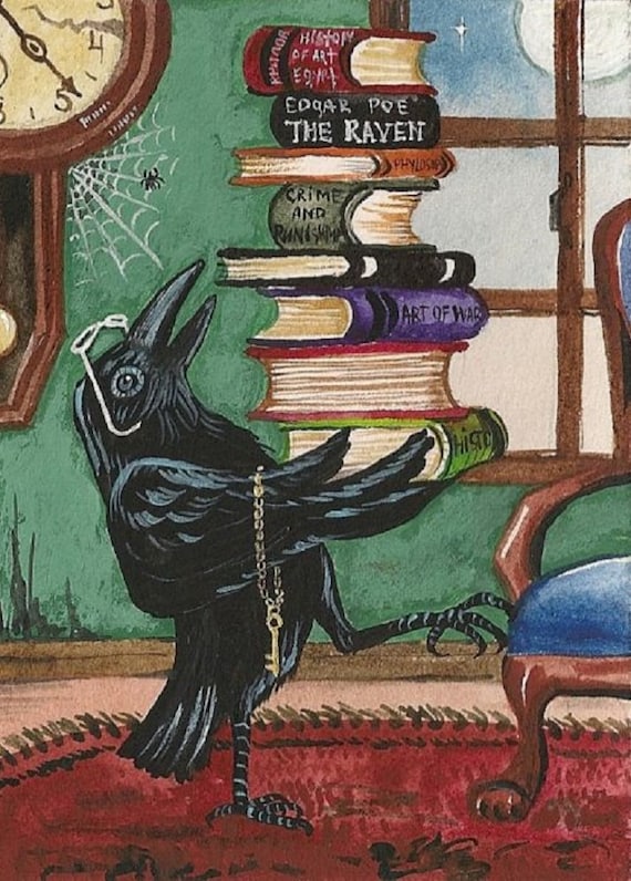 5x7 Time for Learning RYTA Raven Crow Teacher Library | Etsy