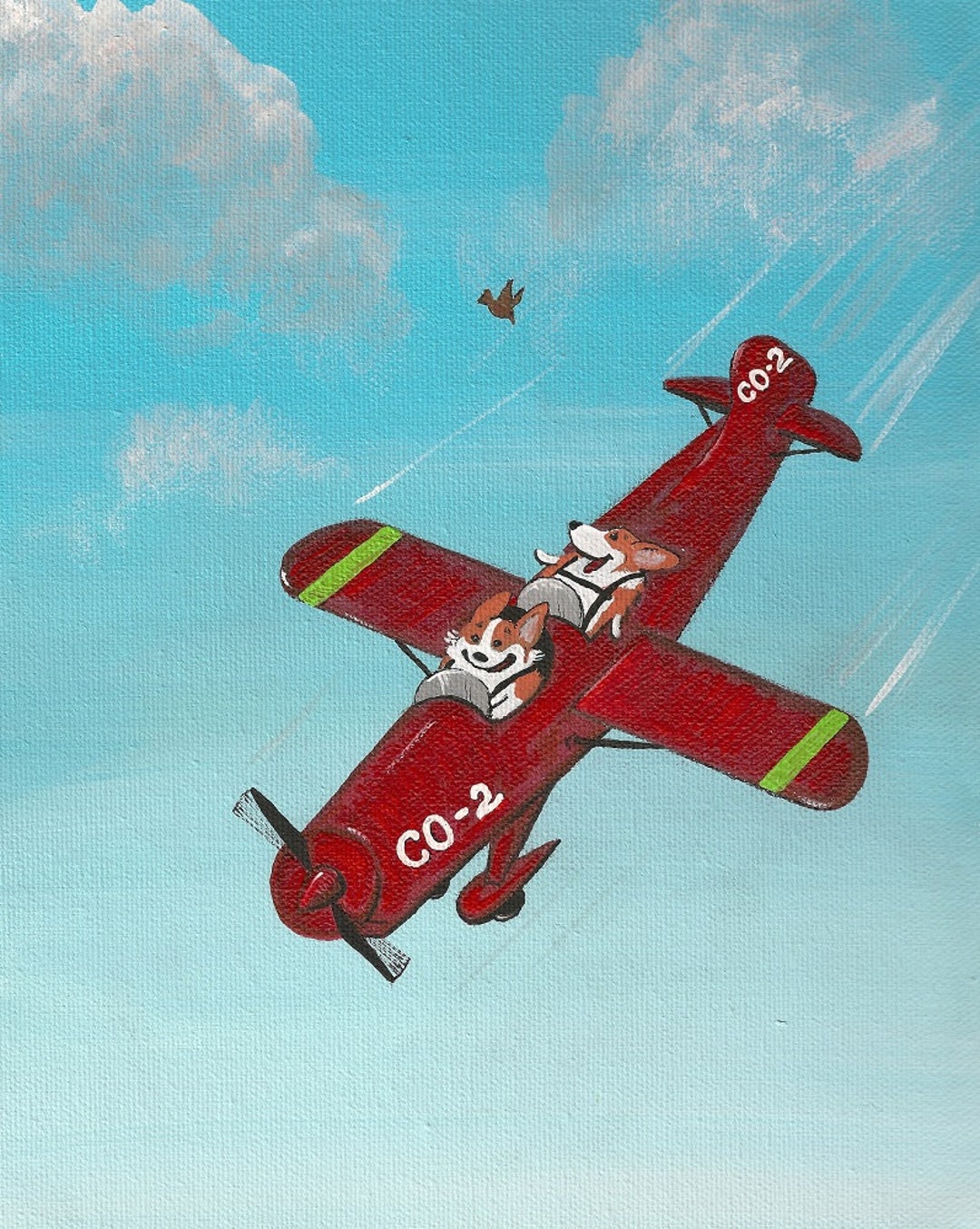 8x10 First Take off RYTA Corgi Pet Dog Airplane Red Baron Flight ...