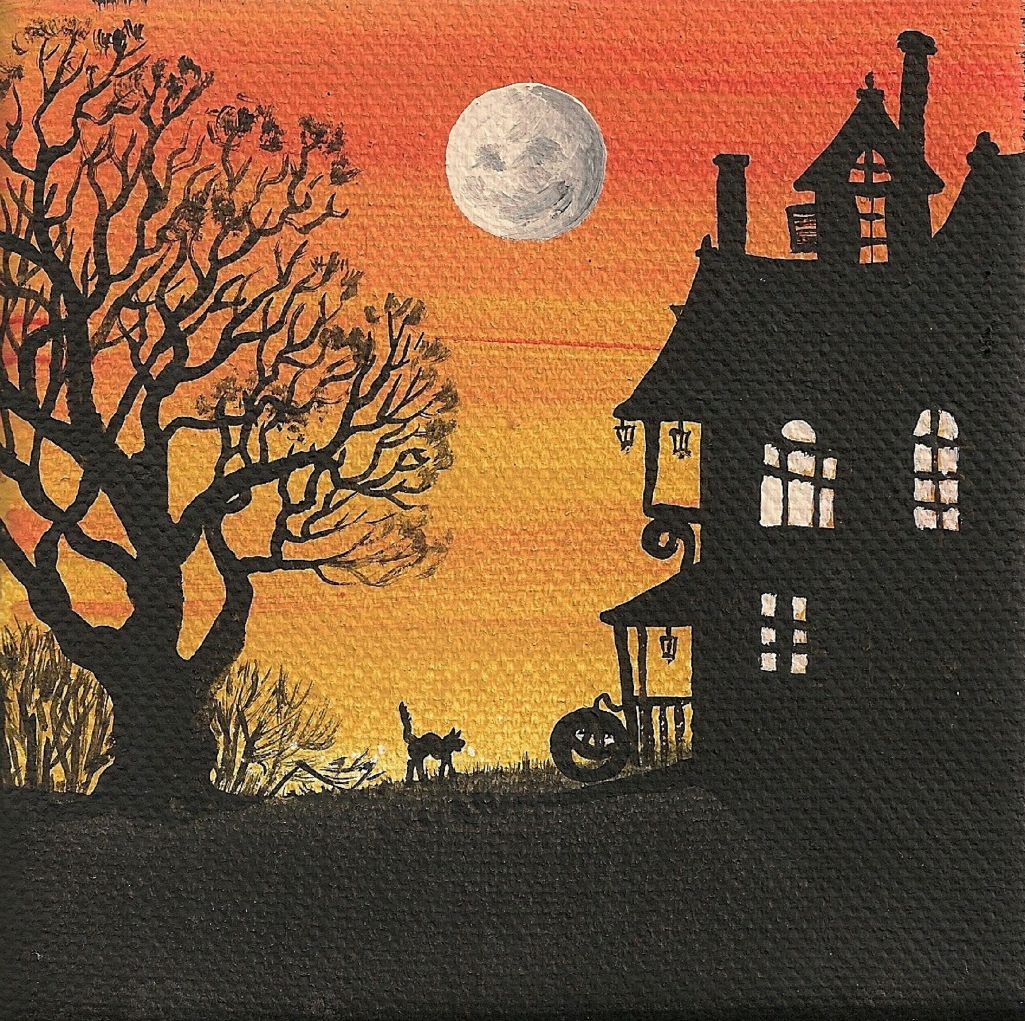 4X4 Full Moon RYTA Halloween Black Cat Haunted House Farm - Etsy