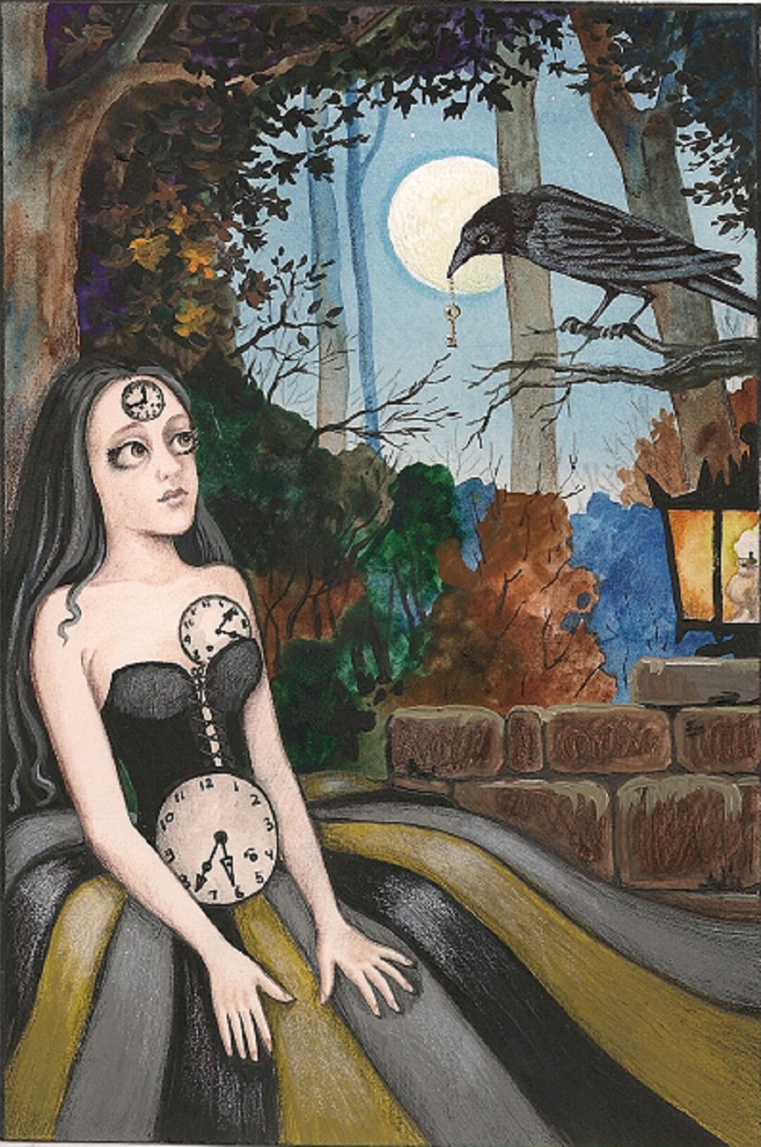 4x6 Unwound Clocks RYTA Raven Crow Halloween Dali Big Eyes Girl Female ...