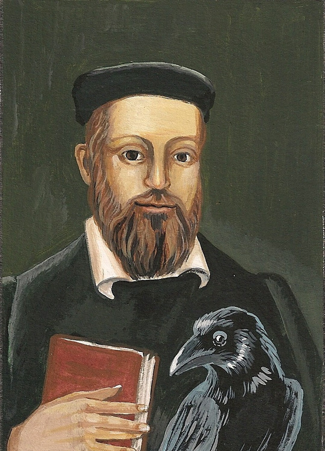 ACEO Nostradamus RYTA Raven Crow France French Philosopher Portrait ...
