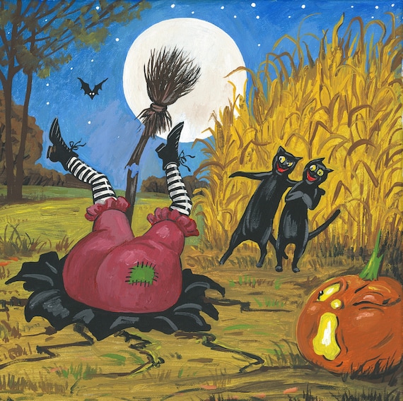 Art Cartoon Witch Accident Amazon.com : Denlydom Crashing Witch Into