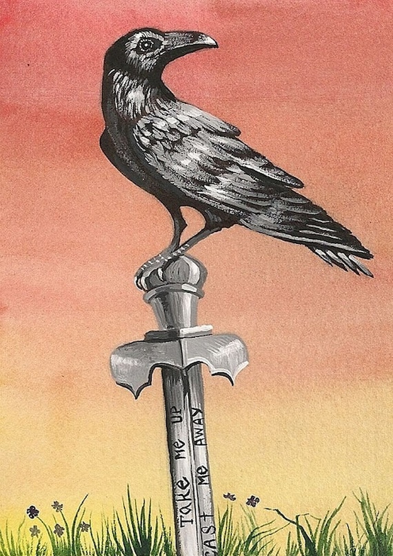 5x7 Take Me up RYTA Raven Crow Sword British England United - Etsy