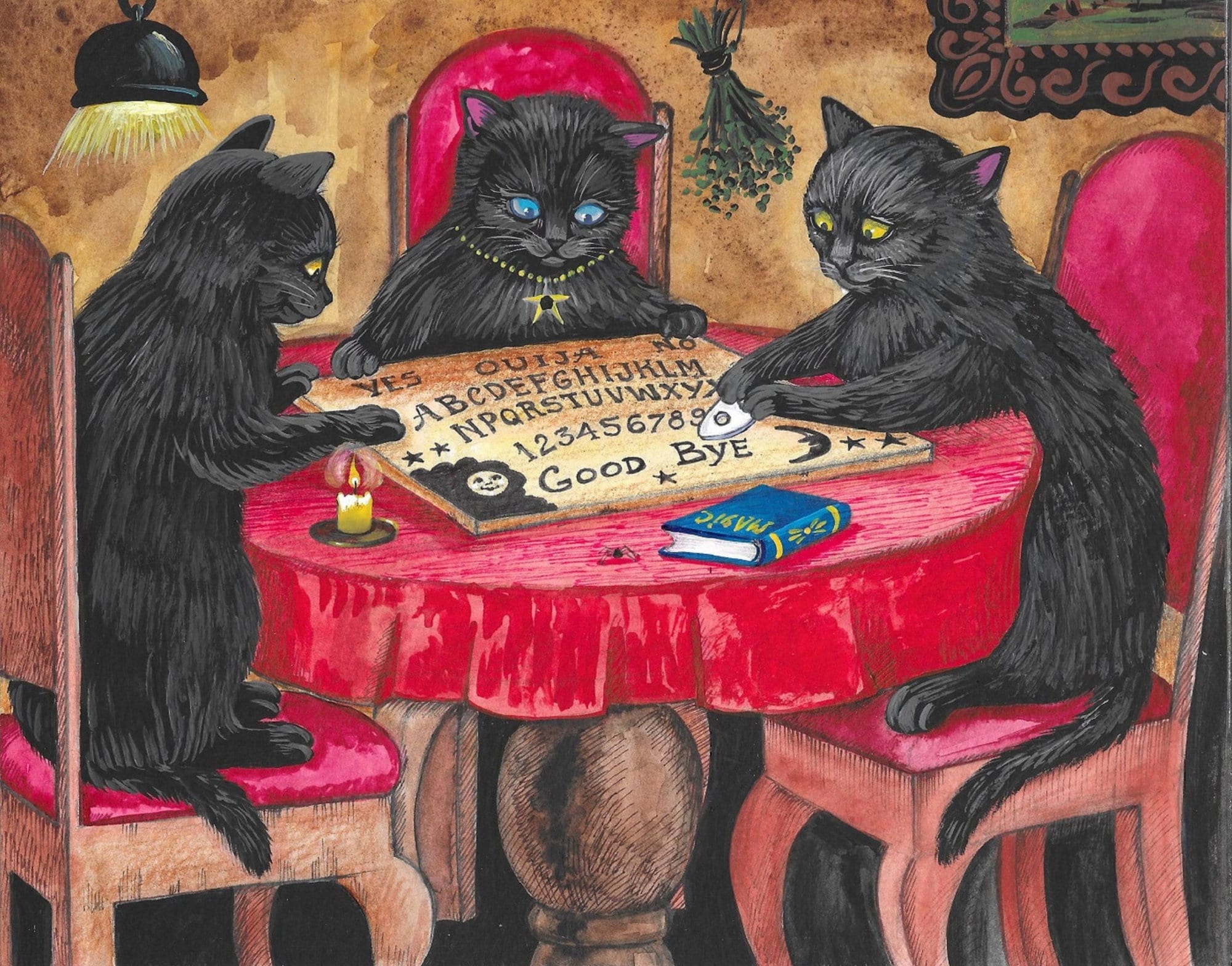 11x14 Playing With Ouija Halloween Black Cat Cats Ryta Spirit - Etsy UK