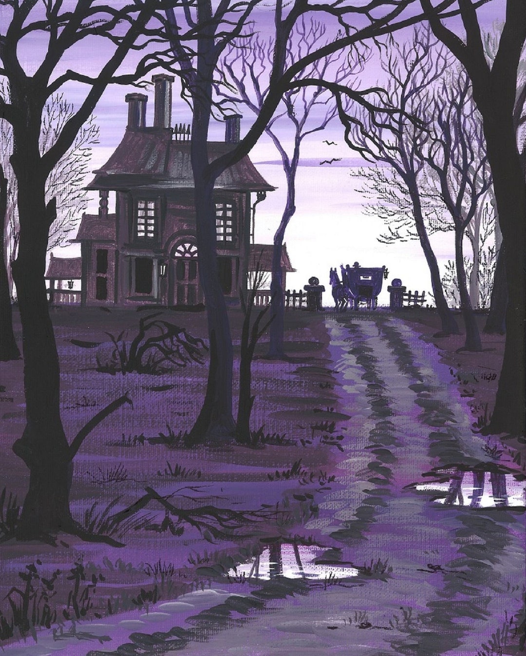 ACEO Sherlock Holmes RYTA English Halloween Landscape Haunted House ...