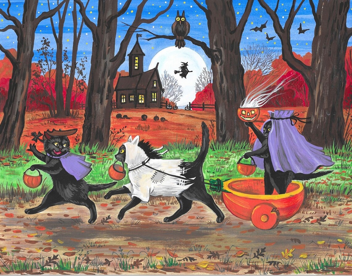 8x10 Ichabod Cat Catsly the Horse and the Headless Catsman | Etsy