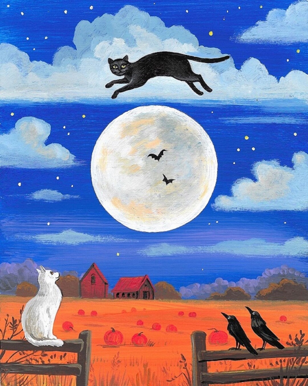 8x10 Hey Diddle Diddle RYTA Halloween Landscape Farm Pumpkin Field ...