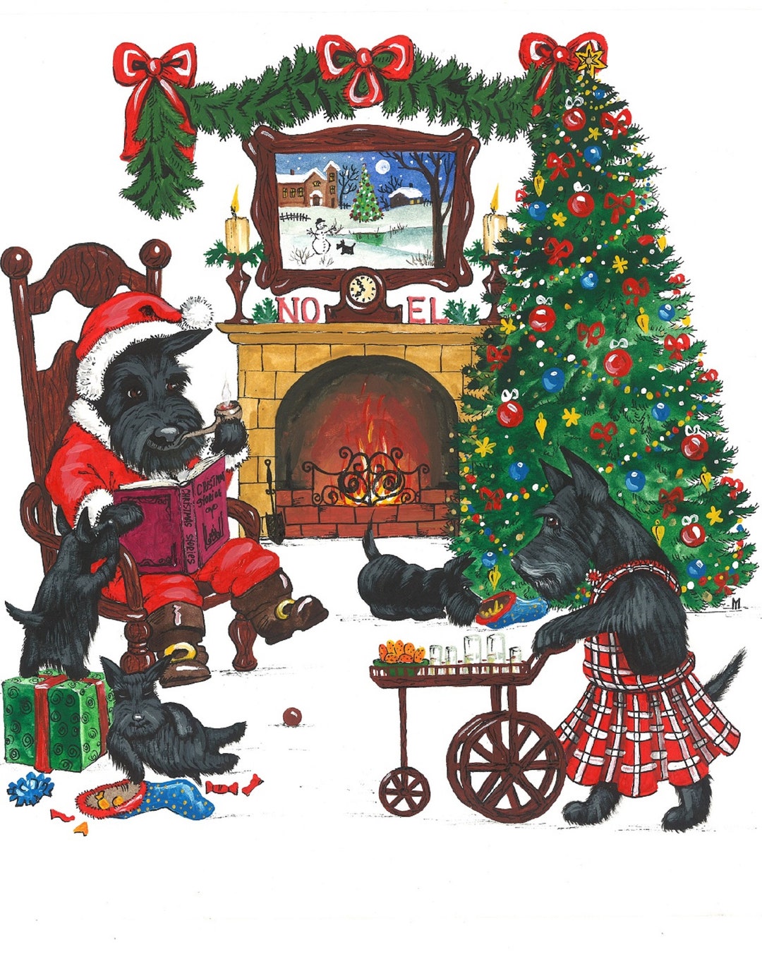 11x14 Christmas Macduff RYTA Scottie Scottish Terrier Dog Pet Winter ...