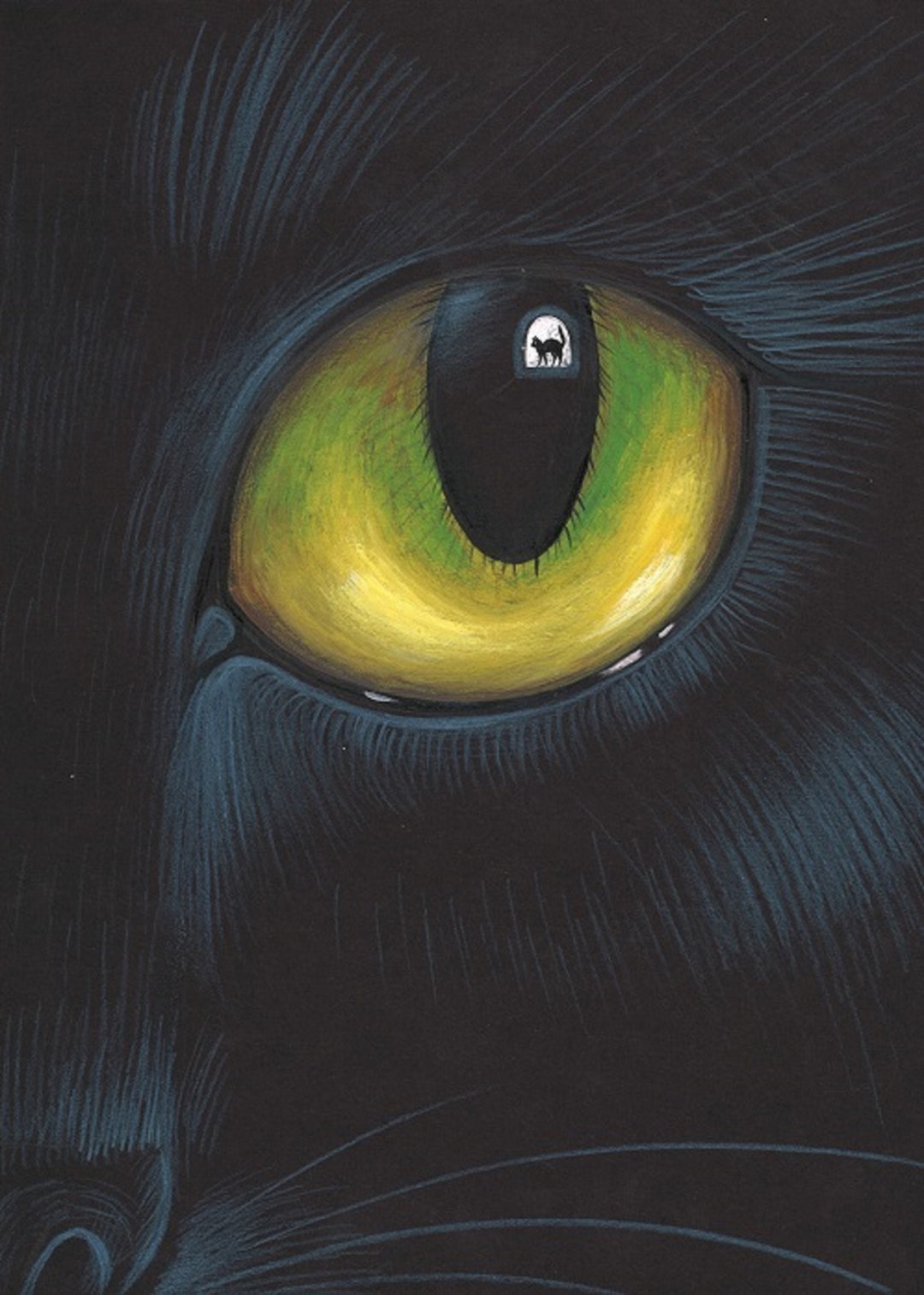 5x7 Eye of the Black Cat RYTA Halloween Feline Spooky Scary Portrait ...