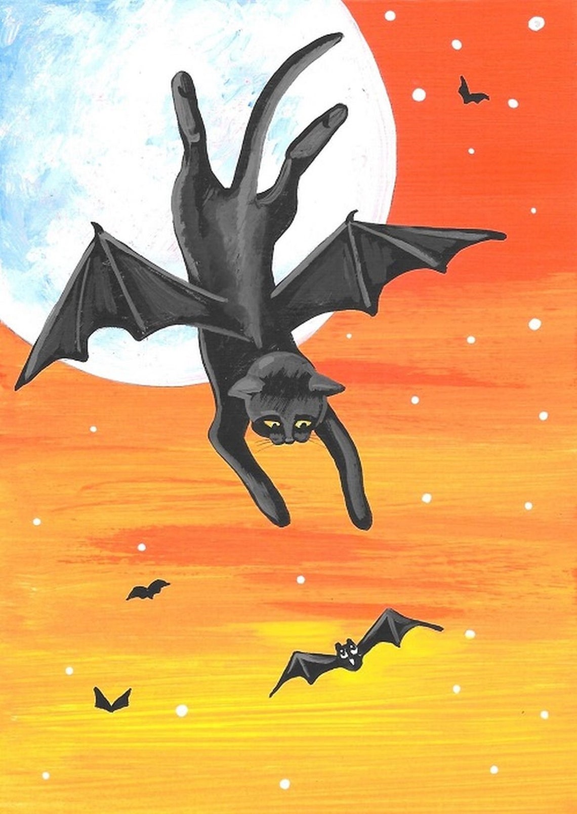 5x7 Night Games RYTA Halloween Bat Bats Black Cat Scary Autumn | Etsy