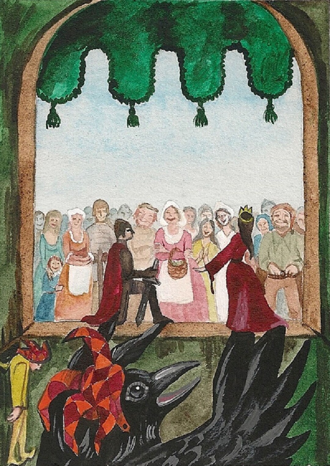 ACEO Puppet Show RYTA Raven Crow String Puppets Whimsical Surreal Art ...