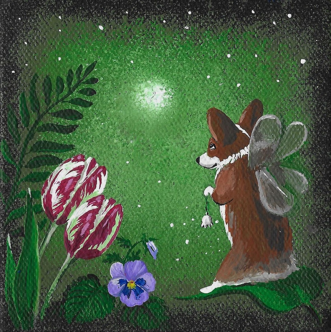 10x10 The LILY BELL RYTA Hund Haustier Magie Vintage Stil Volkskunst ...